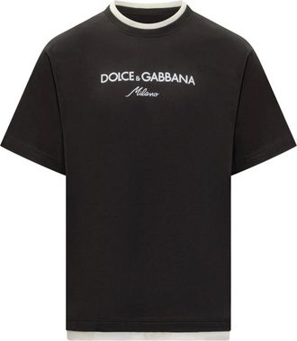 Dolce & Gabbana Homme, Tops, Noir, Taille: 2XL Logo T-Shirt
