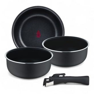 Bergner Set 4 Pcs Casseroles en Alu press&eacute; avec poign&eacute;e amovible et point de chauffe - ILAG Essential Coating - Anthracite - Compatible induction