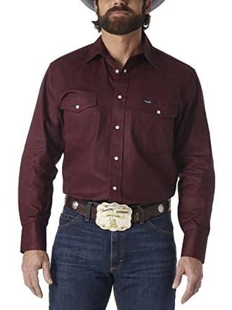 Wrangler Chemise de Travail Western &agrave; Manches Longues pour Homme Coupe Cowboy Finition Ferme, Oxyde Rouge, Taille XL Hauteur