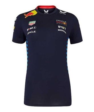 Castore T-Shirt Red Bull Racing F1 Team Formula Officiel Formule 1 Bleu Femme (FR/ES, Alpha/Lettres, L, Taille Normale, Taille Normale, Bleu)
