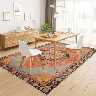 Generic Tapis Imprim&eacute; Style Court Motif Losange continu pour Salon Chambre D&eacute;coration de la Maison - Multicolore Flanelle Antid&eacute;rapante Tapis Salon de Sol pai