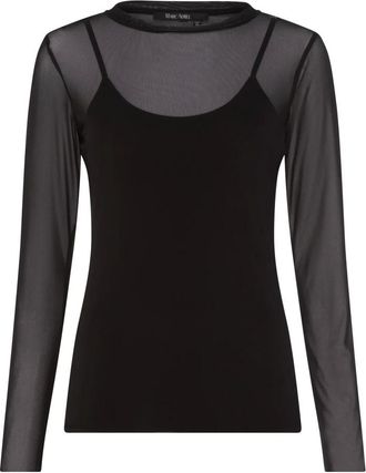 Marc Aurel Femme, Blouses et Chemises, Noir, Taille: 38 FR Top ajust&eacute; en maille avec sous-pull