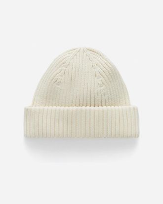 Arket Gerippte Baumwoll-Beanie -Wei&szlig;