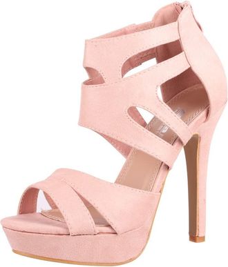 Elara Damen Pumps Offen Stilettos High Heels Chunkyrayan LL85-Pink-37