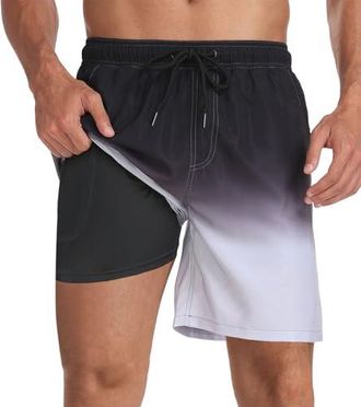 Generic Maillot de bain 2 en 1 pour homme avec doublure de compression - Respirant - S&eacute;chage rapide - Short de bain d&eacute;contract&eacute; - Short de bain court avec sli