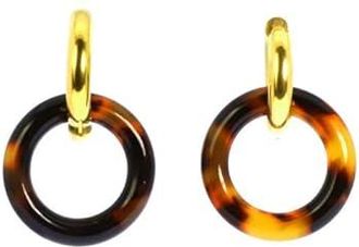 Les Cleias Boucles doreilles pendantes Beatrice, double-anneaux en acier inoxydable et résine