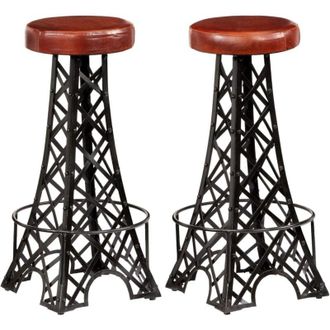 vidaXL Vidaxl - Tabourets de bar lot de 2 cuir v&eacute;ritable