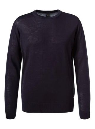 Bugatti Herren Pullover blau Wolle unifarben