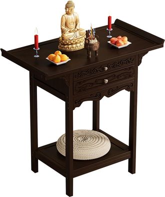 Generic Startseite, Meditationsaltar mit Schublade, Kleiner Altartisch aus Holz mit Stauraum, buddhistischer Altarschrank f&uuml;r spirituelle Meditation