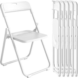 HOMCOM Lot de 6 chaises pliantes en plastique et acier, chaises pliantes int&eacute;rieures portables, dossier incurv&eacute;, assise concave, a&eacute;ration, trou de transport,