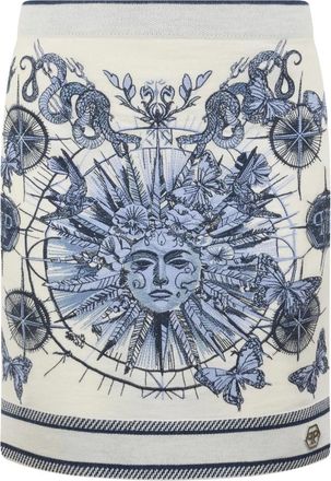 Philipp Plein Femme, Jupes, Multicolore, Taille: 40 FR Mini-jupe tricot&eacute;e Tatouage Papillon