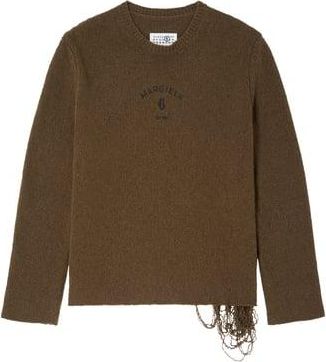 Maison Margiela Pull &agrave; d&eacute;tail d&eacute;chir&eacute; en laine m&eacute;lang&eacute;e