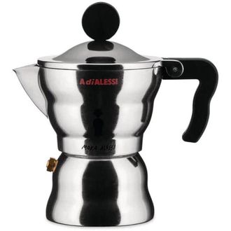 Alessi AAM33/6 - Espresso-Kaffeemaschine de Design, Geh&auml;use de Aluminium, Griff und Knopf de Thermoplastisches Harz, 6 Tassen