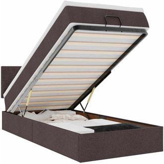 vidaXL Ottomane Bett mit Matratze & LEDs Dunkelbraun 90x200 cm Stoff Vidaxl