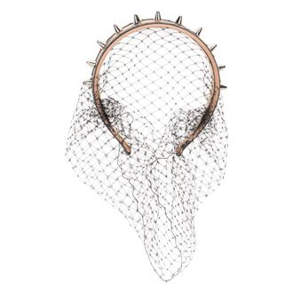 Red Valentino Femme, Accessoires, Beige, Taille: ONE Size Serre-t&ecirc;te en cuir avec clous