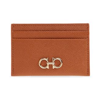 Ferragamo Femme, Accessoires, Brun, Taille: ONE Size Porte-cartes en cuir