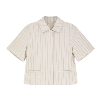 Max Mara Gestreiftes Baumwollhemd - - Blouses & Shirts - Damen - Wei&szlig; - XS