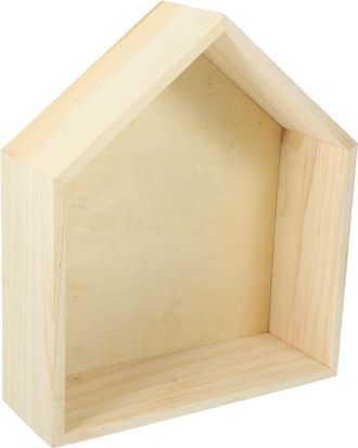 Angoily Schwebendes Wandregal Hausf&ouml;rmig aus Holz Pentagonal Regal Mittelgro&szlig; Wanddekor Holzregal f&uuml;r Wohnzimmer Schlafzimmer Bad B&uuml;ro