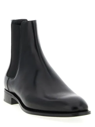 Saint Laurent Mens Black Calfskin Chelsea Boots