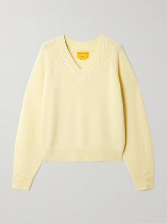 Guest In Residence Pull En Cachemire &Agrave; Mailles Torsad&eacute;es The Varsity - Jaune