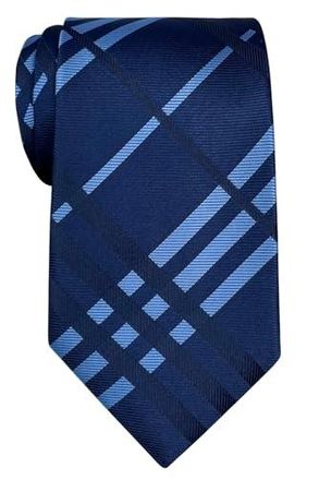 Retreez Cravate exquise micro-fibreuse tiss&eacute;e &agrave; damiers pour homme - Bleu marin