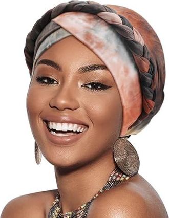 Dreshow Femmes Africaine Turban pr&eacute;-nou&eacute;s Tresse Torsad&eacute;e Bonnet Chimio Casquette de Perte de Cheveux Chapeau