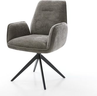 DELIFE Drehstuhl Zoa-Flex Boucl&eacute; Soft Schlamm Kreuzgestell breit Schwarz 360&deg; drehbar Wippfunktion Taschenfederkern, Esszimmerst&uuml;hle