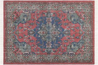 Loberon Teppich Southampton - Romantische Ornamente im Orient-Look - Weich & dünn Gewebt - Vintage-Style - 170x240 cm - Wohntextilien - Baumwolle, rot