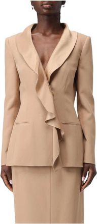 Alberta Ferretti Femme, Vestes, Beige, Taille: 36 FR Veste Blazer à Volants