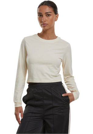 Urban Classics Damen T-Shirt Ladies Organic Cropped Longsleeve whitesand XXL