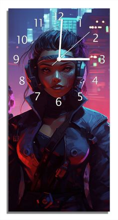 Wallario Design-Wanduhr, Acrylglasuhr Größe 30 x 60 cm, weiße Zeiger, Motiv Nacht der Revolutionäre