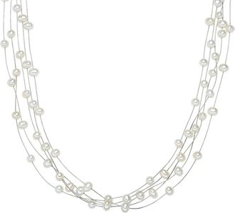 Valero Pearls Halskette - Sterling Silber Perlen-Kette S&uuml;&szlig;wasser-Zuchtperle - Gr. unisize - in Wei&szlig; - f&uuml;r Damen