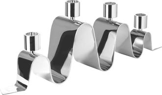 Fink 4-flammiger Kerzenhalter 51 cm f&uuml;r Stabkerzen Alu vernickelter Kerzenleuchter