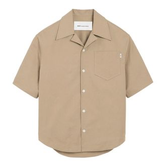 Ami Homme, Chemises, Beige, Taille: S Short Sleeve Camp Collar Wide Shirt