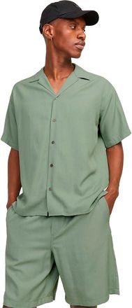 Jack & Jones Herren Jprccaaron Tencel Resort Shirt S/S Sn Hemd, Lily Pad/Fit:Relax Fit, S