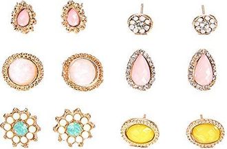 Generic 6 Paire Goutte Deau Fleur Strass Incrust&eacute; Oreille Stud Boucles Doreilles Bijoux Ensemble - Or Qualit&eacute; Sup&eacute;rieureOp&eacute;ration Facile