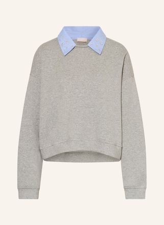 Liu Jo Liu Jo Sweatshirt Mit Abnehmbarem Kragen Und Schmucksteinen grau