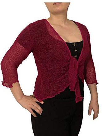 EXCLUSIVE Boléro court en tricot uni pour femme - Coupe massive, bordeaux, Taille Unique