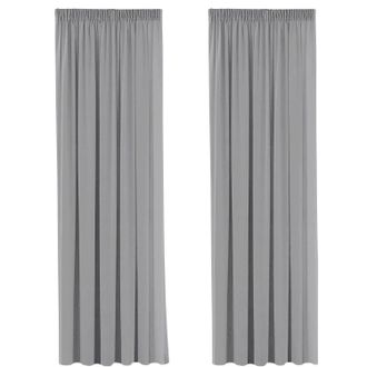 H.VERSAILTEX Gardine blickdichte, Grau VerdunkelungsGardine mit Kr&auml;uselband, Energiespar & W&auml;rmeisolierend, 2 St&uuml;ck 228 cm x 167 cm (H x B), 2er-Set