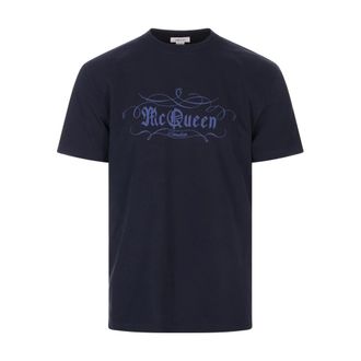 Alexander McQueen Blaue T-Shirts und Polos Baumwollzusammensetzung - - Tops - Herren - Blau - M