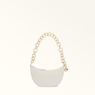 Furla Sfera Mini-tasche M Panna Weiß Strukturiertes Leder + Metallkette Damen