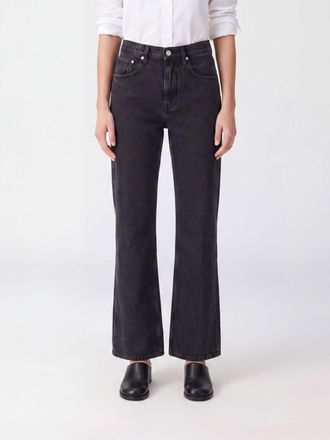 Jil Sander Jean &eacute;vas&eacute; taille mi-haute en denim de coton avec braguette zipp&eacute;e