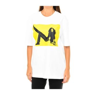 Calvin Klein T-Shirt mit kurzem &Auml;rmel und geripptem Abschluss - - Tops - Damen - Wei&szlig; - M