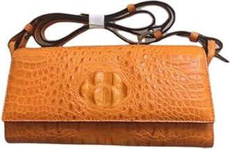 Generic Sac &agrave; main bandouli&egrave;re femme en cuir dalligator v&eacute;ritable, petit mod&egrave;le, couleur orange