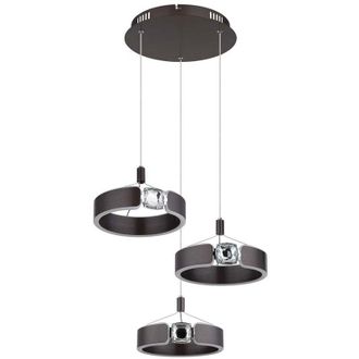 Globo Lighting H&auml;ngeleuchte Pendelleuchte Esszimmerlampe LED Kristalle Glas Metall bronze Ringe
