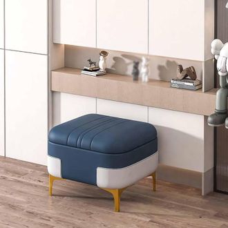 Generic Rechteckige Aufbewahrungsbank Mit Lederkissen - Fußstütze & Schuhbank - 40x40x40cm(Blue)