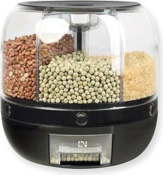 Schramm Distributeur de c&eacute;r&eacute;ales pivotant &agrave; 360&deg; avec 6 compartiments de 1000ml de capacit&eacute; Distributeur de c&eacute;r&eacute;ales Distributeur de corn flakes au choix noir