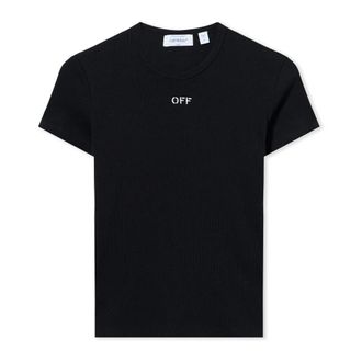 Off-white Off Stamp Geripptes Basic T-Shirt - - Tops - Damen - Schwarzk - S