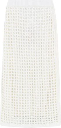 Max Mara Femme, Jupes, Blanc, Taille: 40 FR Open Knit Skirt