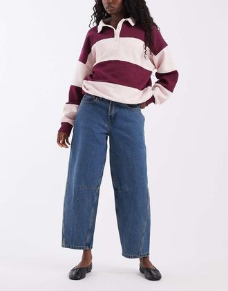Vans karierte Barrel-Jeans in Blau-Schwarz
